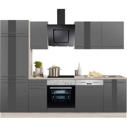 Optifit K&uuml;chenzeile &raquo;Bern&laquo; Breite 270 cm, ged&auml;mpfte T&uuml;ren, wahlweise mit E-Ger&auml;ten grau B/H/T: 270cm x 60cm, ohne E-Ger&auml;te