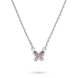 s.Oliver Damen s.Oliver Kette mit Anh&auml;nger &raquo;Butterfly, Schmetterling-Optik&laquo; mit Zirkonia (synth.) bunt Silber 925 (Sterlingsilber), L: 36 B: 1mm
