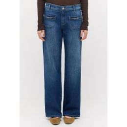 Angels Damen Gerade Jeans "LIZ GLORY", blau, Gr. 46, Denim/Jeans, Obermaterial: 91% Baumwolle, 6% Polyester, 3% Elasthan, Jeans, Wide Leg, mit