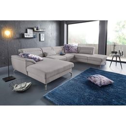 Sit & More sit&more Wohnlandschaft &raquo;Percy U-Form&laquo; 15 cm Fu&szlig;h&ouml;he, Sitztiefenverstellung, wahlweise in 2 Fu&szlig;farben grau B/H/T: 343cm x 80cm x 235cm, Feinstruktur, 