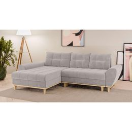 Home Affaire Ecksofa &raquo;Ahrdorf mit Bettfunktion und Bettkasten, Ma&szlig;e: B/H/T 268/86/175 cm&laquo; L-Form mit 3 R&uuml;ckenkissen und moderne gerundete Armlehnen 