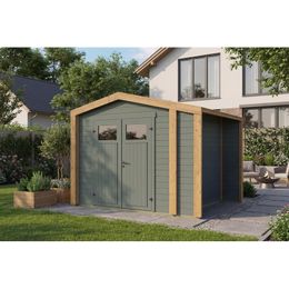 Weka Gartenhaus &raquo;Killarney&laquo; Doppelt&uuml;r, 1/4 verglast gr&uuml;n Massivholz ohne Fu&szlig;boden, ohne Dacheindeckung