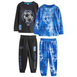 next Pyjama Jungen Gr&ouml;&szlig;e 116 azur / grau / schwarz / naturwei&szlig;