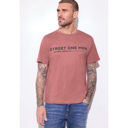 Street One MEN Herren T-Shirt, rosa, Gr. M, bedruckt, Web, 100% Baumwolle, Shirts, aus reiner Baumwolle