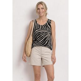 Street One Damen Shirttop, schwarz-wei&szlig;, Gr. 40, bedruckt, Jersey, Obermaterial: 95% Viskose, 5% Elasthan, Tops, Sommertop bedruckt mit V-Neck und