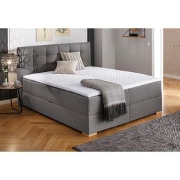 Home Affaire Boxbett &raquo;Olivet mit Bettkasten&laquo; in 4 Farben, 4 Breiten, 2 Matratzenarten, auch in &Uuml;berl&auml;nge 220 cm grau Struktur (100% Polyester), 