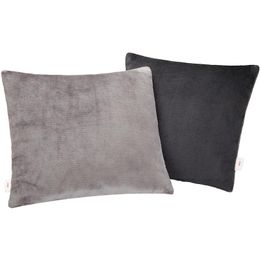 s.Oliver Dekokissen &raquo;double soft Kissen s.Oliver&laquo; Kissenh&uuml;llen ohne F&uuml;llung, 2 St&uuml;ck, mit samtig weicher Oberfl&auml;che grau Polyester B/L: 40cm x 40cm, 2