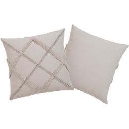 OTTO home Dekokissen &raquo;Monnia&laquo; unifarben, Kissenh&uuml;llen ohne F&uuml;llung mit Rei&szlig;verschluss, 2 St&uuml;ck grau Baumwolle B/L: 50cm x 50cm, 2 Stk.