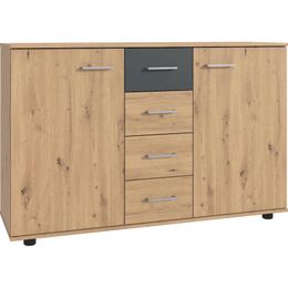 wimex Kombikommode &raquo;Taiga&laquo; obere Schublade in Absatzfarbe oder uni wei&szlig; grau Holzwerkstoff B/H/T: 130cm x 83cm x 41cm, 4 Stk., 2 Stk.