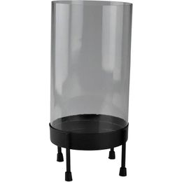 AM Design Windlicht Stumpenkerzenhalter aus Eisen und Glas schwarz Eisen, Glas B/H/T: 37cm