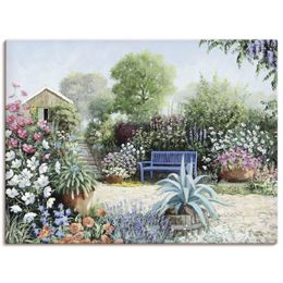Artland Leinwandbild &raquo;Ruhiger Garten&laquo; Garten 1 Stk. tlg. auf Holzrahmen gespannt gr&uuml;n Leinwand B/H/T: 80cm x 60cm, Leinwandbild Garten Querformat, 1 Stk.