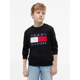 Tommy Hilfiger M&auml;dchen Sweatshirt, schwarz, Gr. 16, unifarben, Sweatware, Obermaterial: 100% Baumwolle, Sweatshirts, Regular Fit, Kinder bis 16