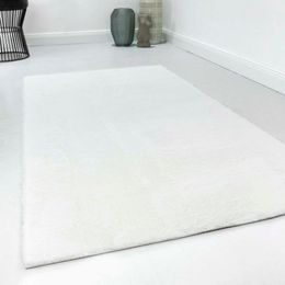 Teppich &raquo;Villa Rosso&laquo; rechteckig 15 mm H&ouml;he Kurzflor, Uni Farben, leicht gl&auml;nzende Optik wei&szlig; Polyester B : 120cm 1 Stk., 15mm, L: 170cm