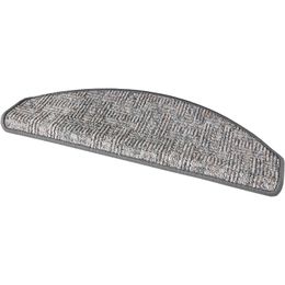ANDIAMO Stufenmatte &raquo;Leo, Made in Poland&laquo; halbrund 6 mm H&ouml;he grobe melierte Schlinge, selbstklebend, 15 St&uuml;ck in einem Set grau Kunstfaser B : 28cm 15 Stk., 