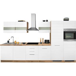 KOCHSTATION K&uuml;chenzeile &raquo;KS-Luhe&laquo; 360 cm breit, wahlweise mit oder ohne E-Ger&auml;ten, gefr&auml;ste MDF-Fronten wei&szlig; B/H/T: 360cm x 60cm, inkl. E-Ger&auml;te (