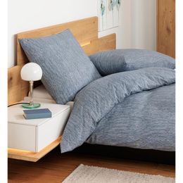 Janine Bettw&auml;sche &raquo;Soft-Cotton71000 0&laquo; mit Reissverschluss blau Linon, Obermaterial: 100% Baumwolle B/L: 155cm x 220cm, 1 Stk., 1 Stk., Linon, B/L: 80cm x 