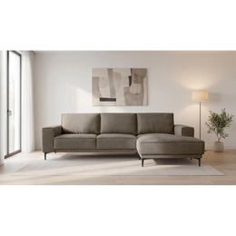 OTTO home Ecksofa &raquo;OLAND Struktur L-Form, B: 280 cm, Skandi-Design&laquo; L-Form, 280 cm, Wellenunterfederung, Skandi-Design, Metallf&uuml;&szlig;e braun 100% 
