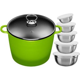 King Suppentopf Set, 12 Stk. tlg. Aluminiumguss gr&uuml;n &Oslash; 24cm + H&ouml;he 18cm