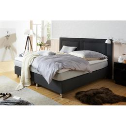 Westfalia Schlafkomfort Boxspringbett inkl. Kaltschaum-Topper und Zierkissen grau Bezug Topper 100% Polyester, waschbar bis 60&deg;C;Bezug Unterbox und Kopfteil: Strukturstoff (