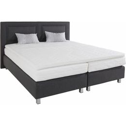 Westfalia Schlafkomfort Boxspringbett inkl. Kaltschaum-Topper und Zierkissen grau Bezug Topper 100% Polyester, waschbar bis 60&deg;C;Bezug Unterbox und Kopfteil: Strukturstoff (