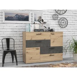 FORTE Kommode &raquo;Skive&laquo; Breite ca. 125 cm grau B/H/T: 125cm x 95,9cm x 41,3cm, 4 Schubk&auml;sten, 4 Stk., 2 Stk.
