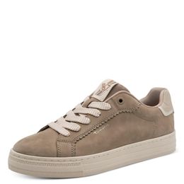 Tamaris Damen Slip-On Sneaker, Gr. 41, beige, Lederimitat, Nubukleder, Textil, kontrastfarbene Details, Basic, Schuhe, Freizeitschuh, Halbschuh mit