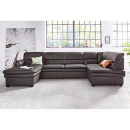 Sit & More sit&more Wohnlandschaft &raquo;Pisa U-Form&laquo; mit Federkern, wahlweise mit Schlaffunktion braun Flachgewebe (100% Polyester);Luxus-Microfaser1 (100% Polyester