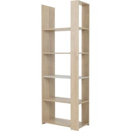 B&uuml;cherregal &raquo;Straw&laquo; 1 Stk. tlg. B&uuml;cherregal mit 5 Regalb&ouml;den beige Holzwerkstoff B/H/T: 62cm x 175cm x 33cm, 5 Stk. offene F&auml;cher