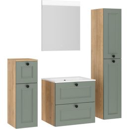 Nobilia Badm&ouml;bel-Set &raquo;Cascada&laquo; Set, mit Waschbecken, inkl. beleuchtetem Spiegel mit Touch-Sensor, 4 Stk. tlg. B/H/T: 140cmcm x 169cmcm x 48,7cmcm