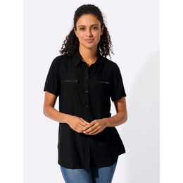 Inspirationen Damen Longbluse, schwarz, Gr. 46, unifarben, 100% Viskose, Blusen