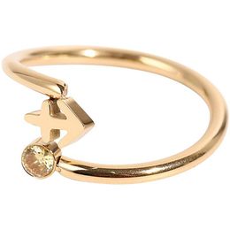 Firetti Damen Fingerring &raquo;Schmuck Geschenk Damenring Sternzeichen&laquo; Made in Germany - mit Zirkonia (synth.) gold 5 g, Sch&uuml;tze, Edelstahl, 1,2mm
