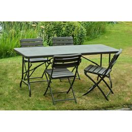 Garden Pleasure Garten-Essgruppe &raquo;TABORA&laquo; Set, 5 Stk. tlg. schwarz Kunststoff, Stahl B/H/T: 180cm x 81cm x 176cm