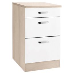 Optifit Unterschrank &raquo;Faro&laquo;, mit Metallgriffen, Breite 50 cm wei&szlig; akaziefarben, B/H/T: 50cm x 84,8cm x 60cm, Schubladen: 3 Stk.
