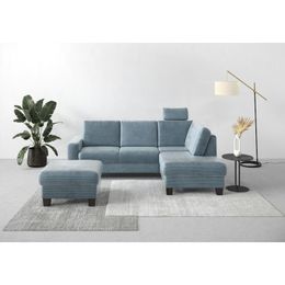 OTTO home Ecksofa &raquo;Summer L-Form&laquo; mit Ottomane, mit oder ohne Schlaffunktion und Bettkasten, Cord-Bezug blau 100% Polyester B/H/T: 236cm x 91cm x 