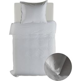 YELLOW Bettw&auml;sche &raquo;Suite-Saint-Tropez&laquo; 2 Stk. Bettw&auml;sche aus 55% Leinen und 45% Baumwolle, hochwertiges Perkal grau Leinen-Perkal, Obermaterial: 100% 
