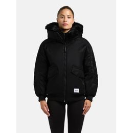 Khujo Damen Bomberjacke "Cela", schwarz, Gr. XS, Obermaterial: 100% Nylon. Innenfutter: 100% Polyester. Kunstfell: 100% Polyester. Wattierung: 100%