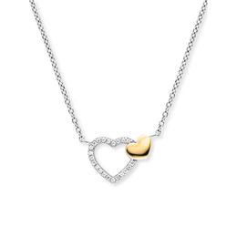 Engelsrufer Damen Kette mit Anh&auml;nger &raquo;Herzen Bicolor&laquo; Made in Germany - mit Zirkonia (synth.) gold Silber 925 (Sterlingsilber), L: 44 B: 1,33mm