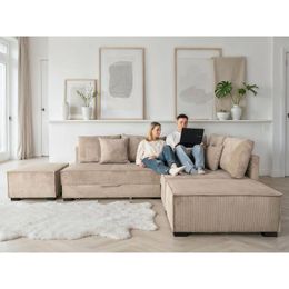Home Affaire Ecksofa &raquo;Night & Day L-Form, B: 316 cm mit Dauer-Schlaffunktion 180x200 cm&laquo; Set: Sofa & Hocker, Schlaffunktion, Bettkasten & Kissen, 