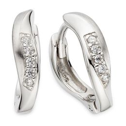 Bruno Banani Damen Paar Creolen &raquo;Schmuck Geschenk Silbercreolen&laquo; mit Zirkonia (synth.) 13,2mm, Silber 925 (Sterlingsilber)
