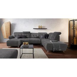 Home Affaire Wohnlandschaft &raquo;Manhattan U-Form&laquo; 2 Sitze mit elektrischer Relaxfunktion, verstellbare Armlehnen grau Luxus Microfaser2 (90% Polyester, 