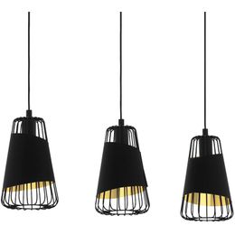 Eglo H&auml;ngeleuchte &raquo;AUSTELL H&auml;ngelampe, E27, IP20, Stahl und Textil, Esszimmerlampe, Lampe&laquo; E27 Pendellampe, L76,5 x B16,5 x H110 cm, schwarz, gold, 
