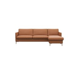 FLEXLUX Ecksofa &raquo;Fiore, super Sitzkomfort durch Kaltschaum im Sitz, L-Form&laquo; schmale Armlehnen, F&uuml;&szlig;e Alu+ Eiche braun 100% Echteder B/H/T: 247cm x 85cm