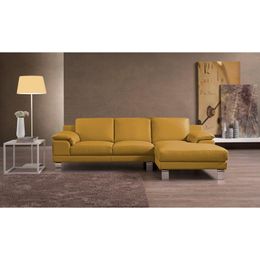 Egoitaliano Ecksofa &raquo;Shakira, Design & Sitzkomfort auf hohem Niveau, Breite 236cm, L-Form&laquo; mit Recamiere, L-Form, edle F&uuml;&szlig;e gelb Leder &raquo;BULL&laquo; (echtes Rindsleder).