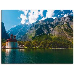 Artland Leinwandbild &raquo;St. Bartholom&auml; (K&ouml;nigssee) I&laquo; Berge 1 Stk. tlg. auf Holzrahmen gespannt blau Leinwand B/H/T: 80cm x 60cm, Leinwandbild Berge, 1 Stk.