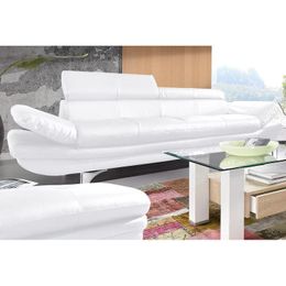 COTTA Polstergarnitur &raquo;Enterprise&laquo; Set, Set bestehend aus: 3-Sitzer mit Arm- & Kopfteilverstellung & Hocker wei&szlig; Kunstleder SOFTLUX ,mit 