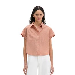 Marc O'Polo MARC O'POLO Damen Kurzarmbluse "aus Baumwoll-Voile", orange, Gr. 44, gestreift, Obermaterial: 100% Baumwolle, Blusen