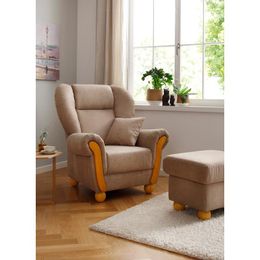 Home Affaire Loungesessel &raquo;Milano Vintage, Hochlehnsessel, Ohrensessel&laquo; hoher Sitzkomfort mit hoher R&uuml;ckenlehne, incl. Zierkissen beige Luxus-