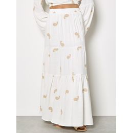 Apricot Damen Maxirock "Maxirock mit Paisley-Stickerei", beige, Gr. 36, gemustert, gewebt, Obermaterial: 89% Viskose CV. 11% Leinen LI., R&ouml;cke, mit