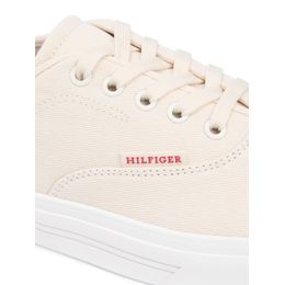 Tommy Hilfiger Herren Sneaker "TH VULC CUP CVS", Gr. 43creme, Textil, unifarben mit Farbeinsatz, Basic, Schuhe, Freizeitschuh, Halbschuh, Schn&uuml;rschuh