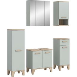 Welltime Badm&ouml;bel-Set &raquo;MINTTU, 5-teilige moderne Badkombination im SCANDI-Look&laquo; bestehend aus: 2x Midischrank, WBU, Spiegelschrank, H&auml;ngeschrank, 5 